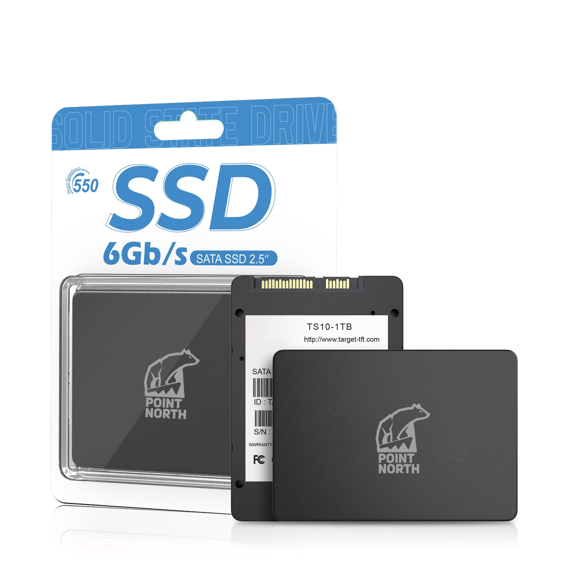 Point North Internal Solid State Drive 1TB Performance Boost SATA III 2.5" 7mm (0.28") Upgrade PC or Laptop Memory and Storage for Creators and Everyday Users