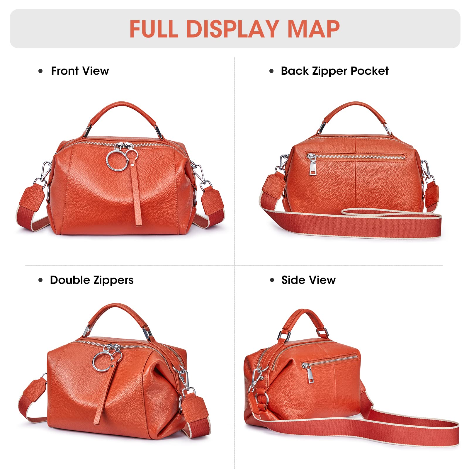 Kattee Genuine Leather Handbag Purse for Women Fashion Ladies Designer Shoulder Bag Mini Size Adjustable Straps
