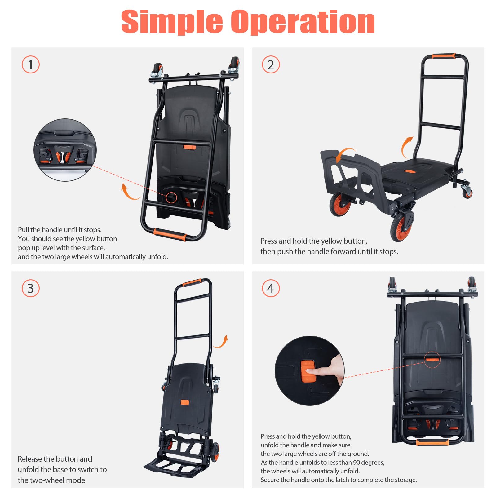 Nellyke 2 in 1 Hand Truck Dolly Foldable,350LB Capacity Folding Hand Cart,Heavy Duty Hand Truck Foldable Dolly with Handle,Folding Dolly Trolley with Wheels for Moving