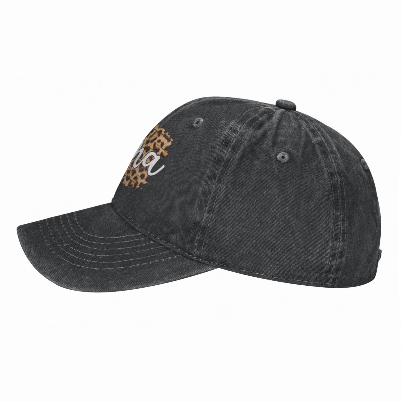 Inked Mama Cheetah Leopard Print Cowboy Hat Adjustable Baseball Cap Trucker Hats Black