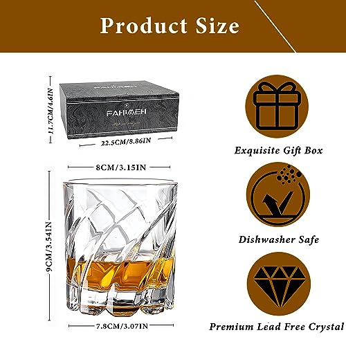 Whiskey Glasses, Spinning Bourbon Glass Set 4, Rocks Scotch Whisky Cognac Rum Cocktail Tasting Old Fashioned Glass, Personalized Men Ideas Unique Gifts, 4 Style 250 ml
