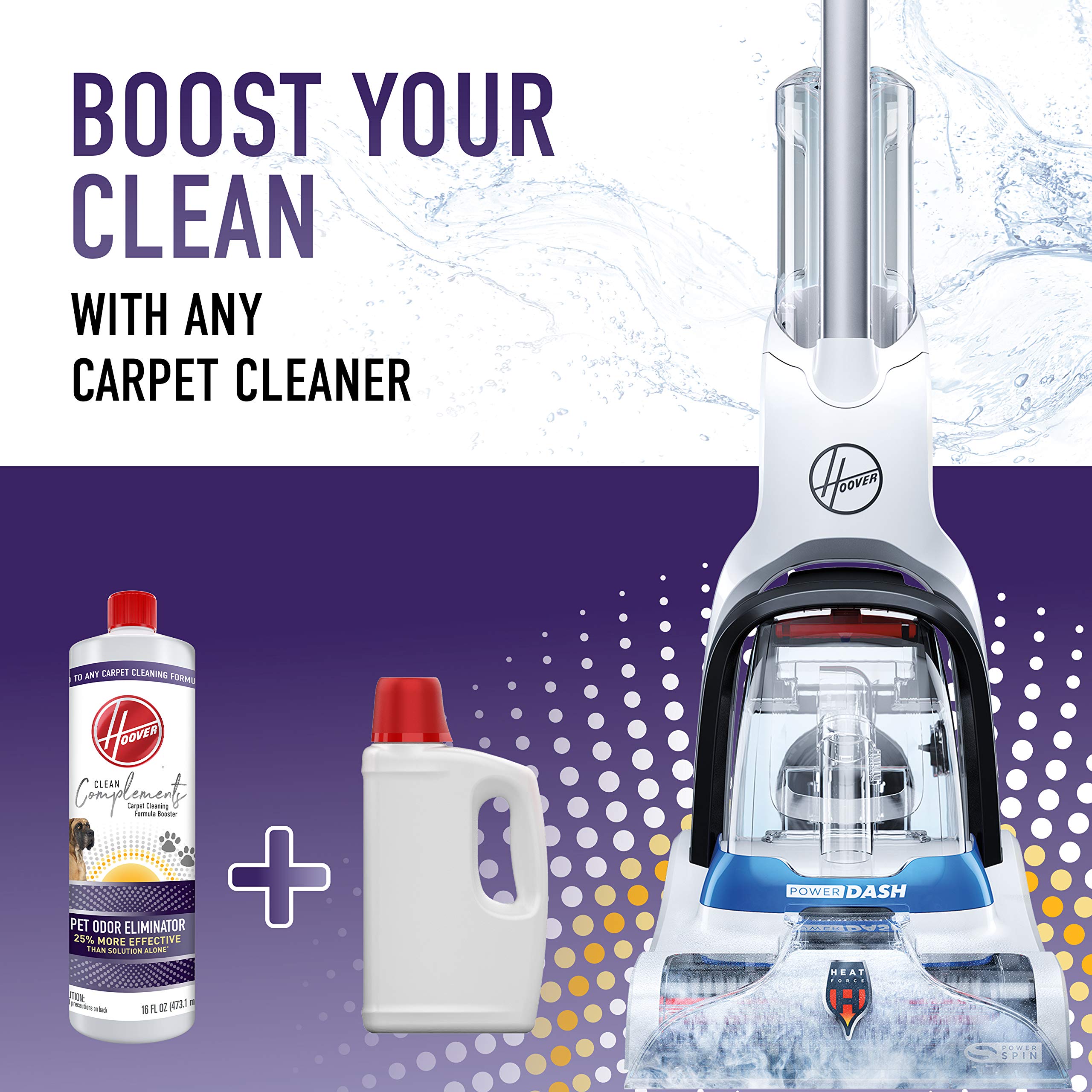 Hoover Complements Pet Odor Eliminator Carpet Cleaning Booster Formula for Machines, 16 oz Solution, Pack of 2, AH33030, White