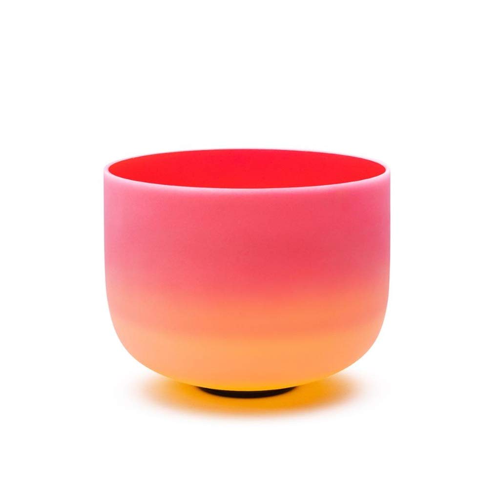 N/A 432HZ Rainbow Red-Yellow Color Quartz Frosted Crystal Singing Bowl 10 Inch for Sound Healing (Size : A)