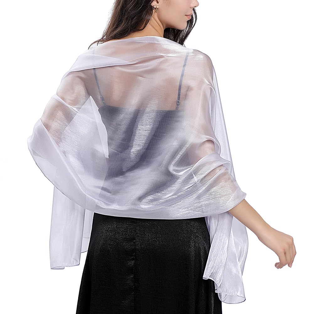 Ladiery Silky Shawls and Wraps for Evening Dresses: Women Sheer Soft Bridesmaid Wedding Formal Party Organza Shawl