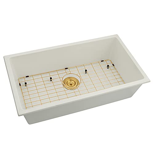 Lonsince Undermount Kitchen Sink White,31 X 18 Inch Single Bowl Kitchen Sink,White Undermount Sink,Granite Composite Kitchen Sink,Moonlight White