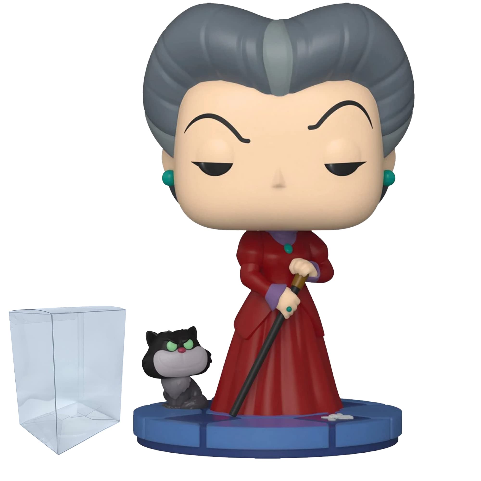 Lady Tremaine Funko Pop with Protector Bundle – Includes Funko Pop! Disney: Villains - Lady Tremaine #1080 Pop with Blue Salamander Emporium Plastic Protector Case