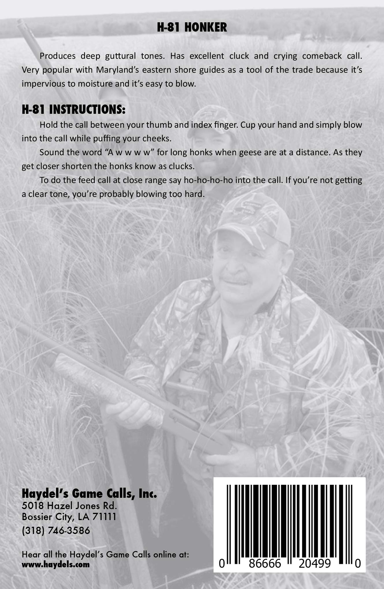 Haydel's Game Calls Inc. H-81 AMZ Canada Honker