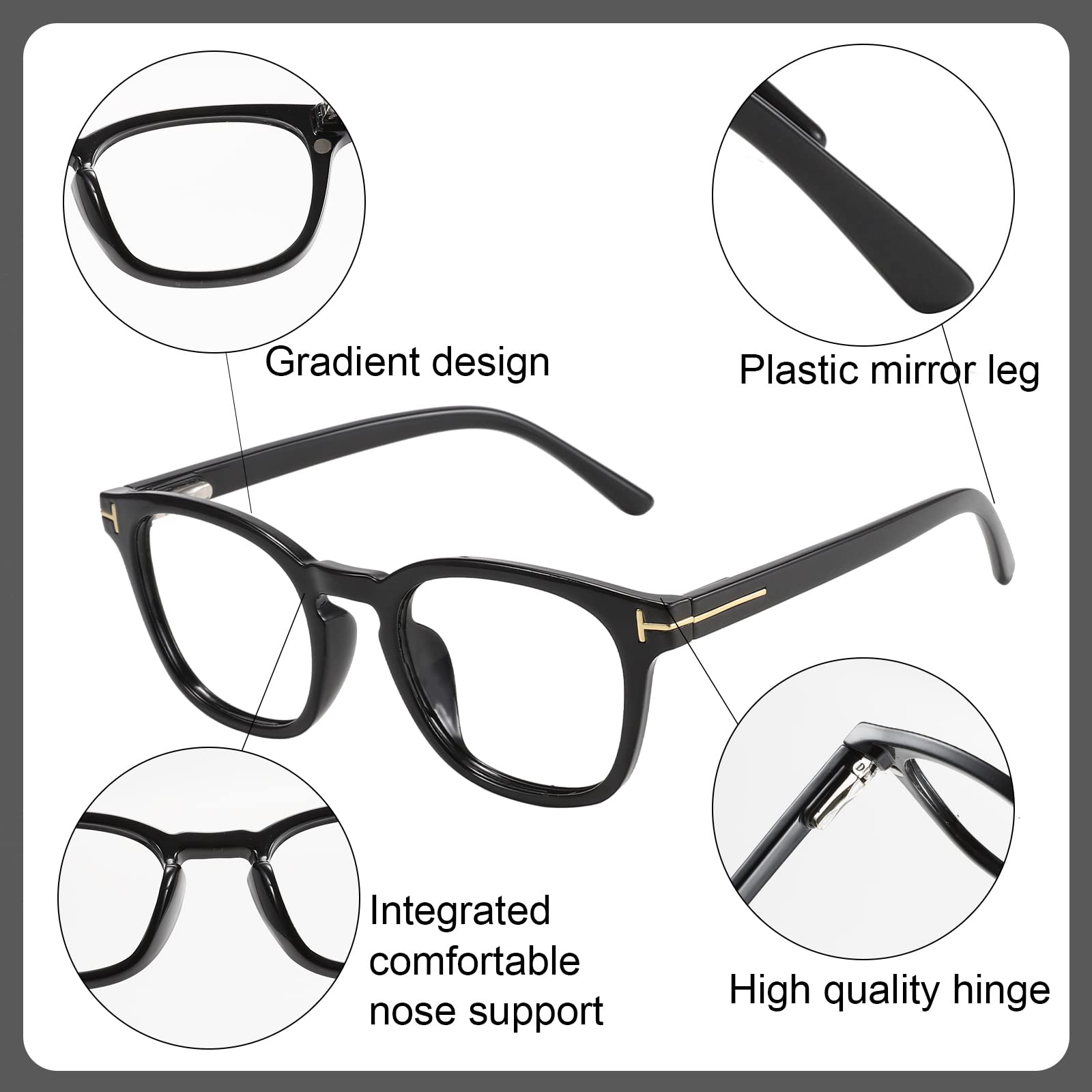 KSSESSE Small Blue Light Blocking Glasses with 4Pcs Magnetic Polarized Clip On Sunglasses Lenses for Men Women Multi-use