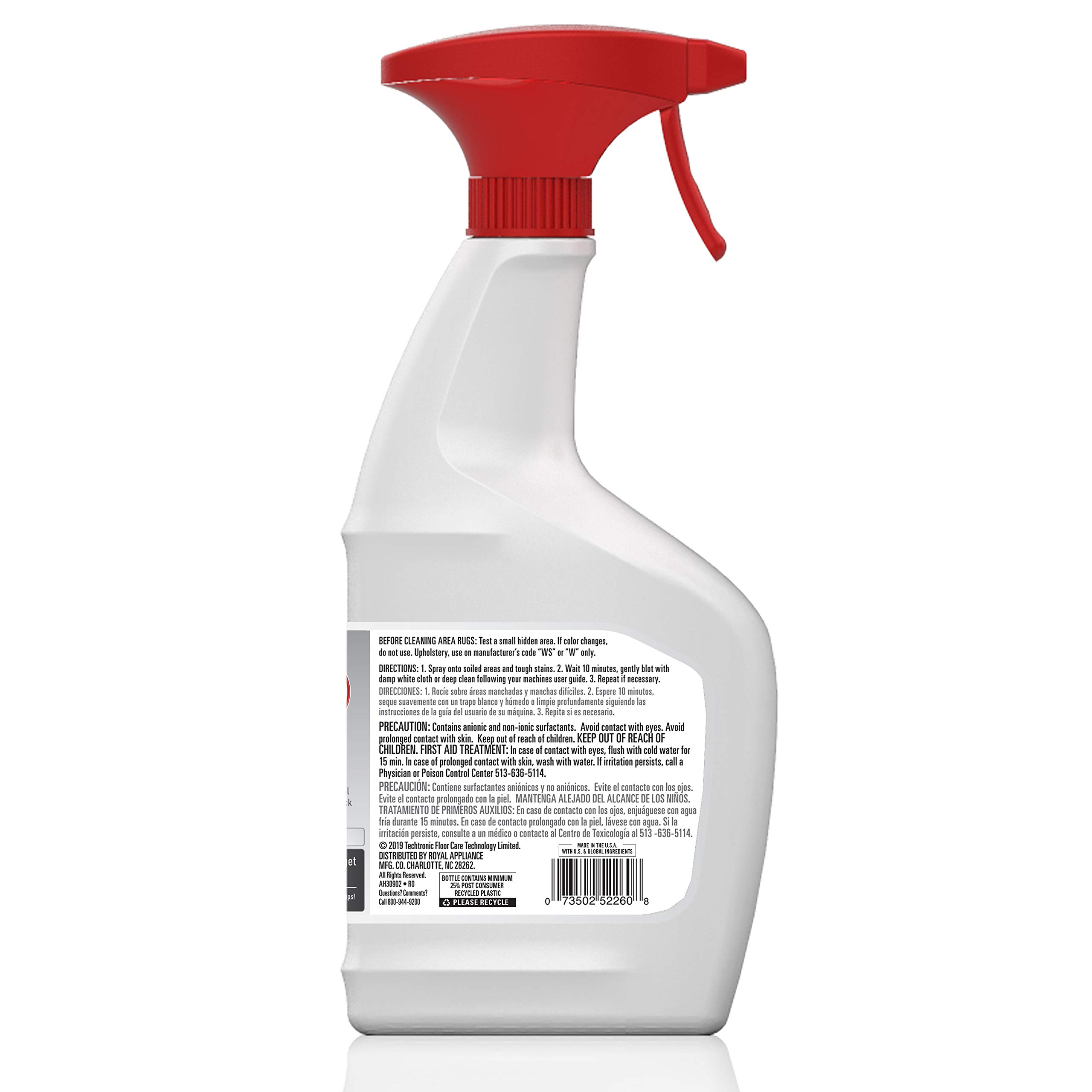 Hoover Oxy Spot and Stain Remover, 22oz Pretreat Spray Formula for Carpet and Upholstery, AH30902, White, Packaging May Vary