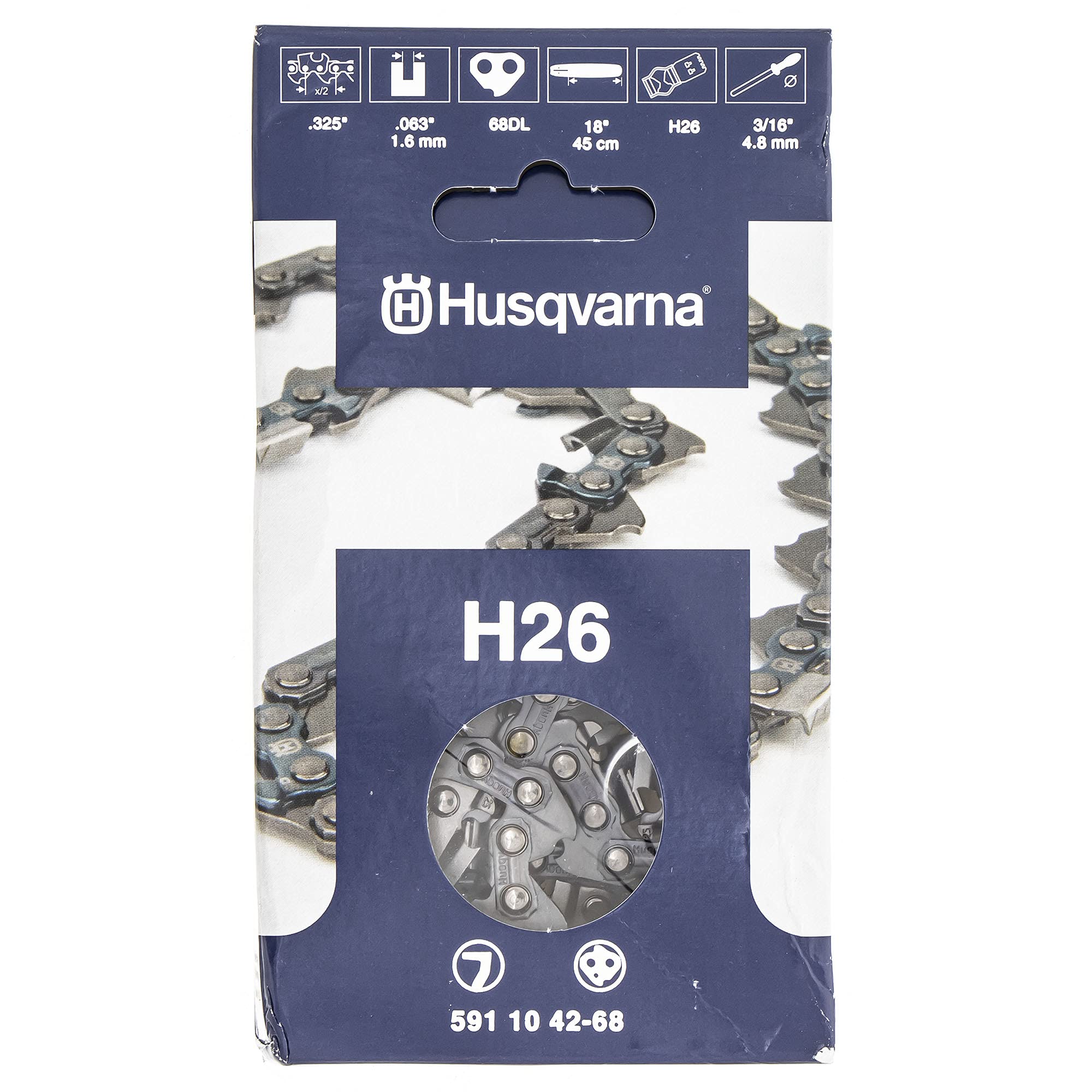 Husqvarna Genuine 591104268 18" .325 .063 68 DL H26X Saw Chain Loop