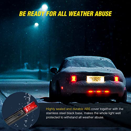 Nilight TL-11 1PC Red 9 LED ID Bar Marker Tail Black Stainless Steel Bracket for Truck Trailer Boat Identification Light, 2 Years Warranty