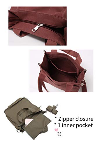 Jeelow Small Canvas Tote Handbag Shoulder Crossbody Bag Purse With Zipper & Pockets For Men & Women (Black)