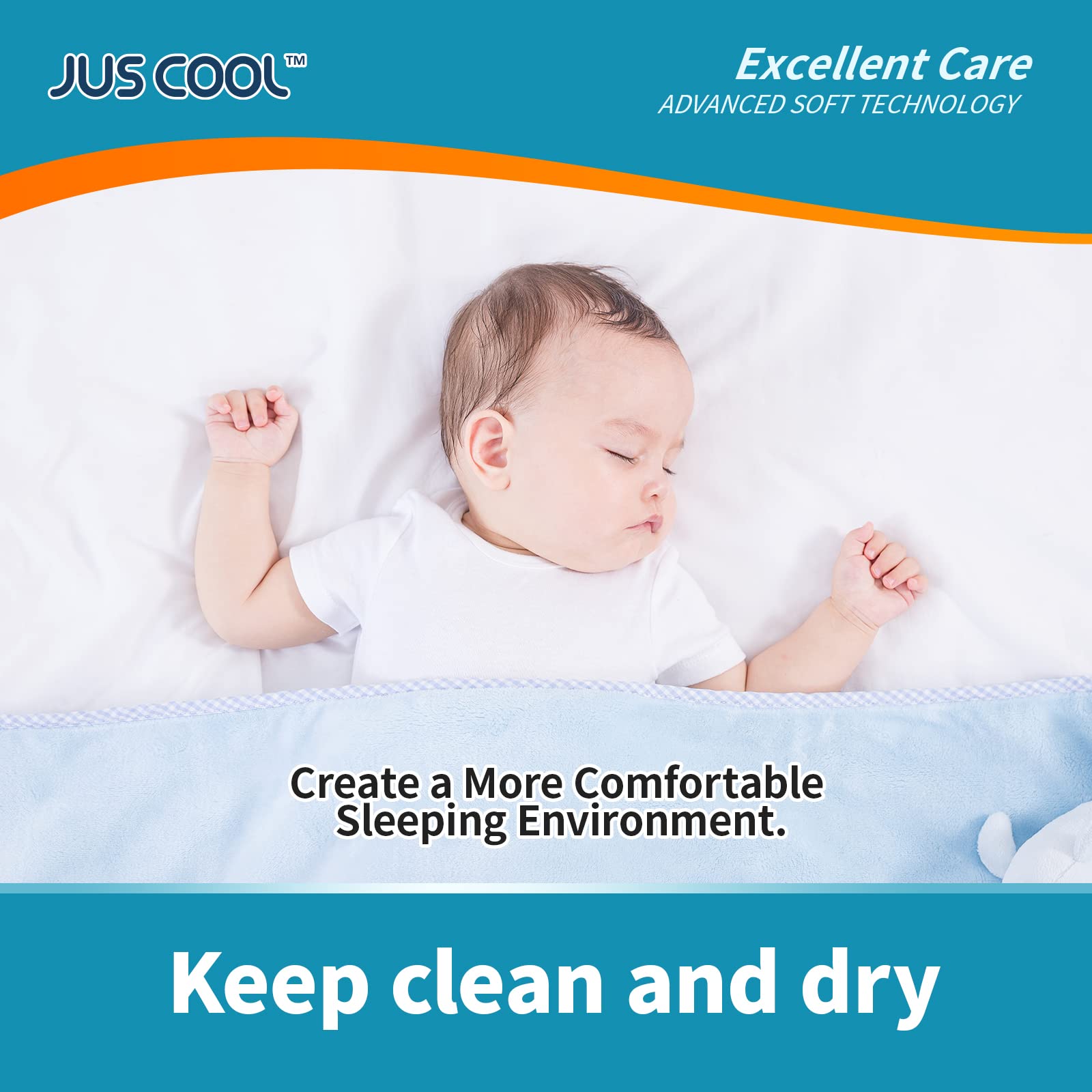 JUS COOL Baby Disposable Changing Pads, 13βx 18β(200+1 Count) Underpads Portable Diaper Changing Pads, Soft Bed Pads Ultra Absorbent and Waterproof