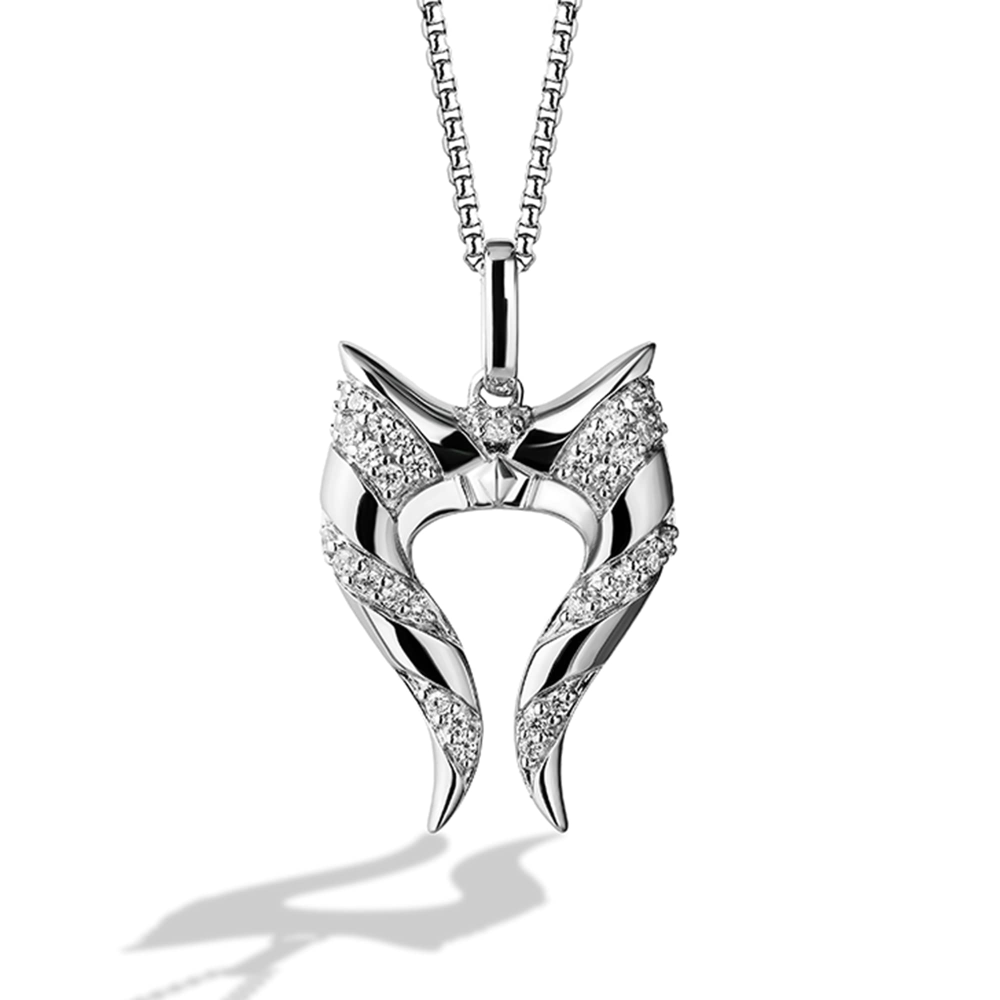 Jewelili Star Wars Fine Jewelry Ahsoka Tano Women's Pendant 1/6 Ct.Tw. Diamonds, Sterling Silver