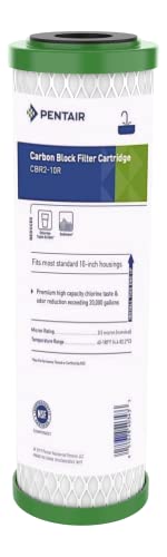 Pentair Pentek CBR2-10R Carbon Water Filter, 10-Inch, Under Sink Carbon Block Multi-Media Replacement Cartridge with Built-In Flow Restrictor, 10" x 2.5", 0.5 Micron