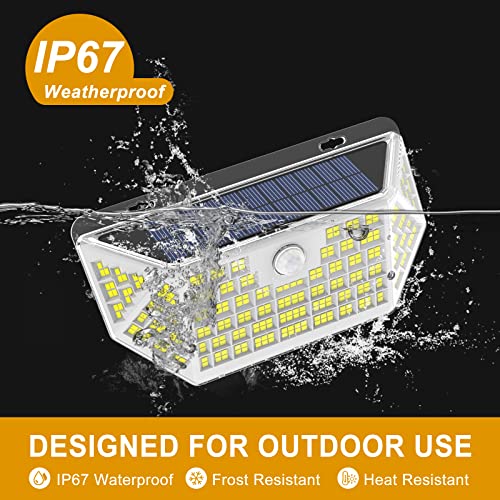 NACINIC 628 LED White Solar Outdoor Lights Motion Sensor IP67 Waterproof with 3 Lighting Modes, 270° Wide Angle Lighting, Bright Solar Powered Security Flood Lights for Outside Fence Wall Yard Porch