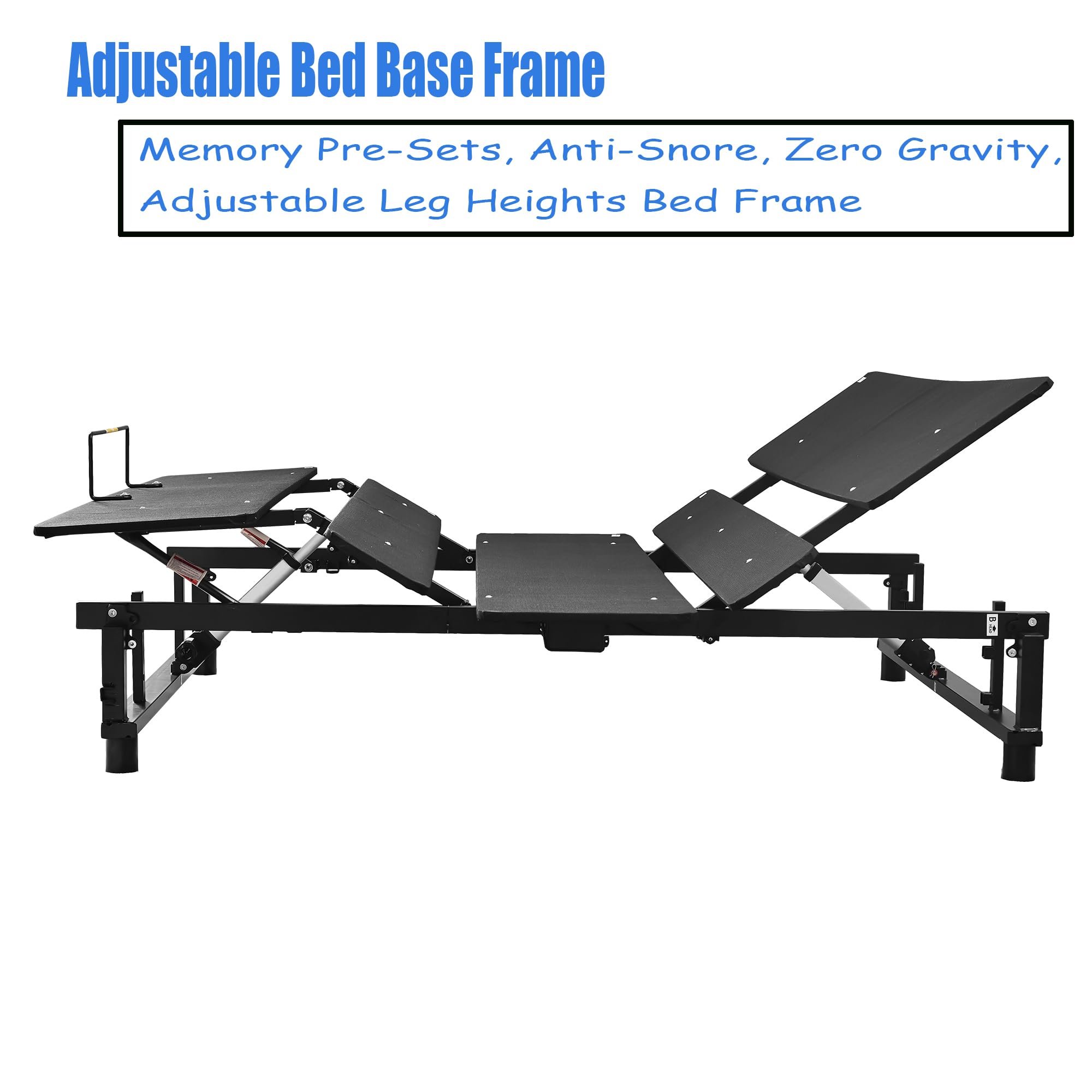 Gustonhon Electric Adjustable Bed Base,Bed Frame with Wireless Remote,Zero Gravity Ergonomic Bed Base with Head and Foot Incline,Memory Pre-Sets,Quiet Motor for Adults Seniors (King)