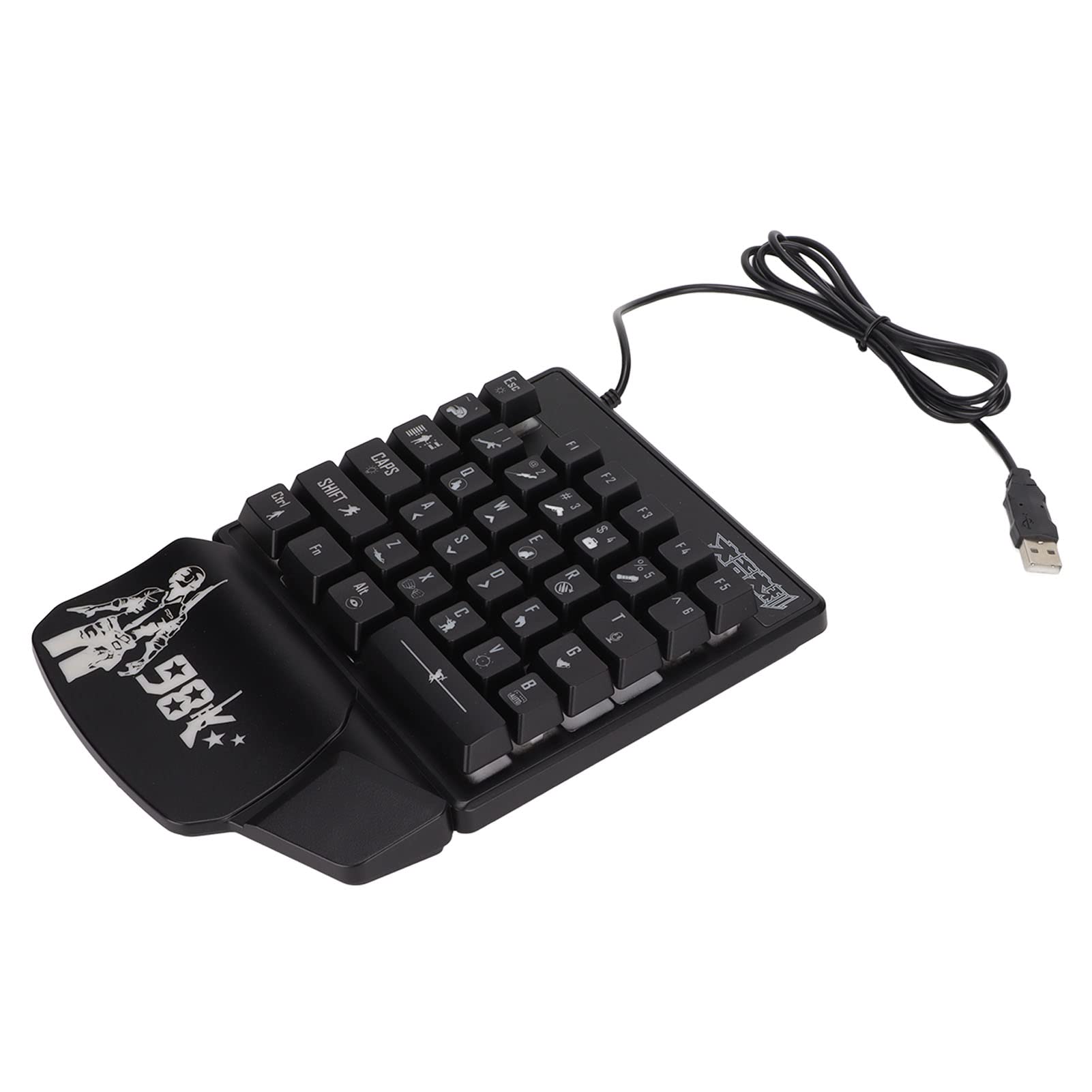 Onehanded Esports Gaming Keyboard for PC, onehanded Gaming Keyboard in Shiny LED Black