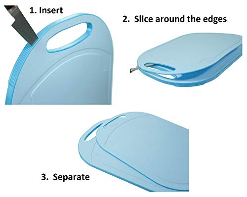 Kylermade (5 Layers) Multi-Layer Non-Slip Cutting Board, Innovative 5 layered construction, 5 Kitchen Chopping Boards for Price of 1, BPA Free, Non Porous, Dishwasher Safe, Juice Grooves (Blue)