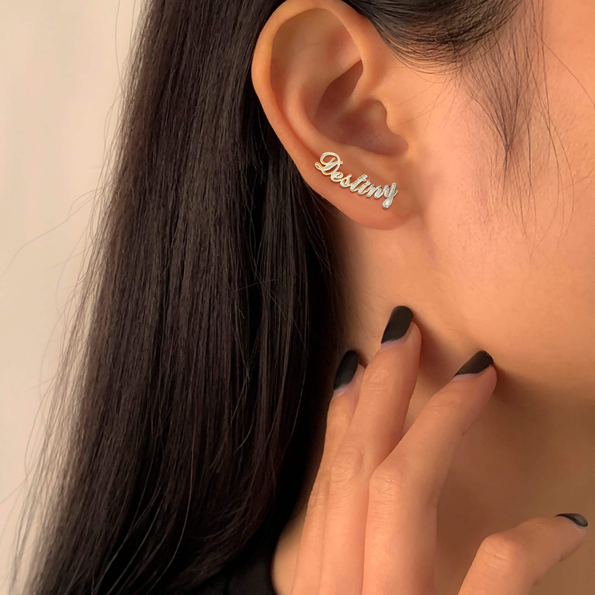 Jewenova 925 Sterling Silver Stud Earrings Personalized for Women Custom Name Earring Studs Customize Earrings Jewelry for Mother' Day Gold Customized Made Earrings for Women Jewelry