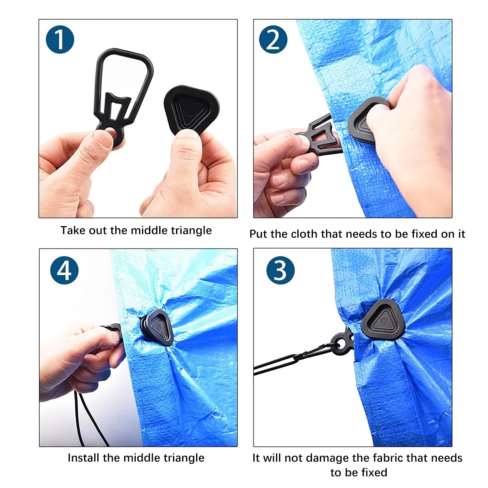 LMMDDP Windproof Hook Plastic Clamp Set Survival Grommet Tent Clips Buckle Awning Tarp Fixed Outdoor Mini Black Hangers