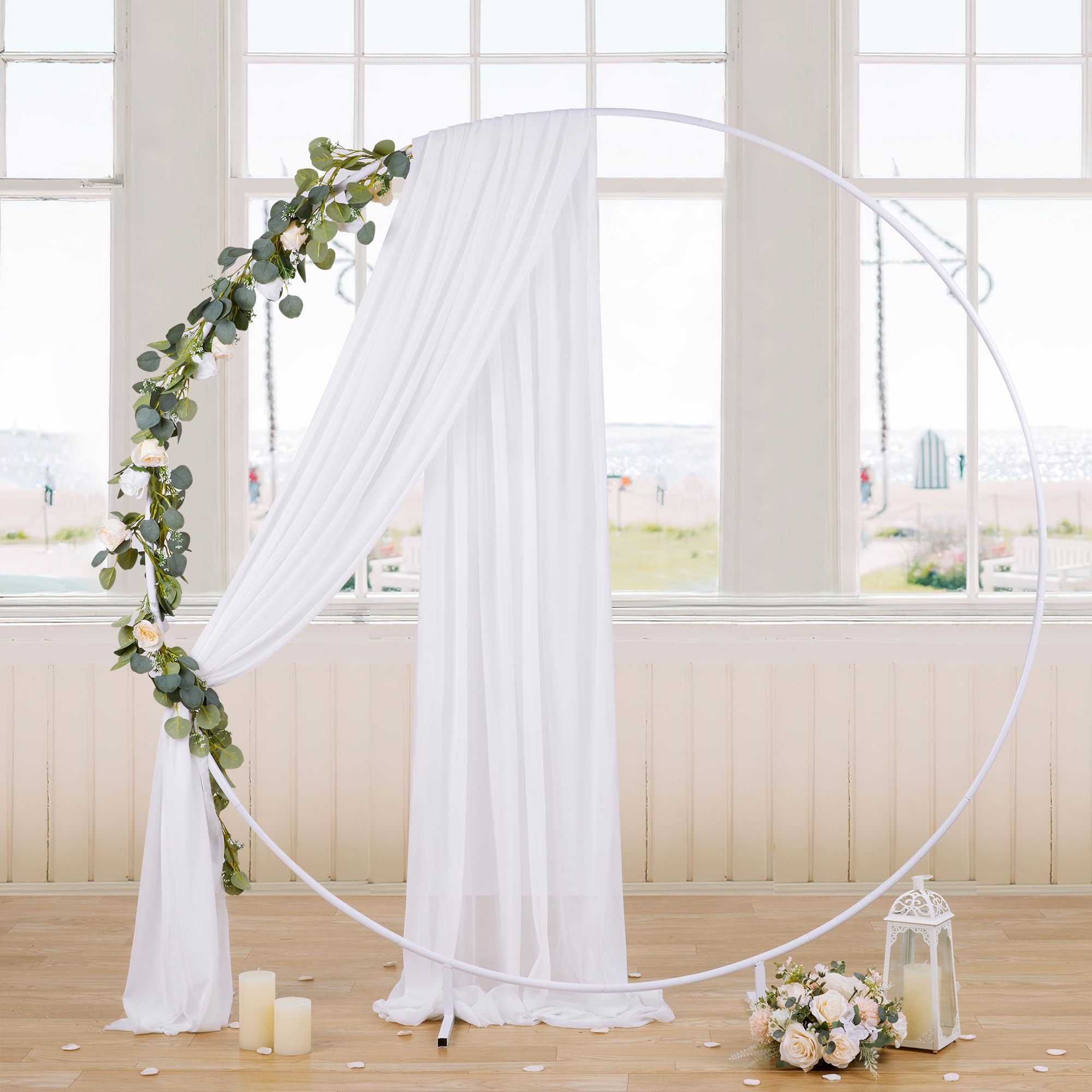 White Chiffon Fabric by The Yard 5 Yards 58" Wide Sheer Backdrop Panels Wedding Runner Rustic Bridal Baby Shower Tablecloth Decorations