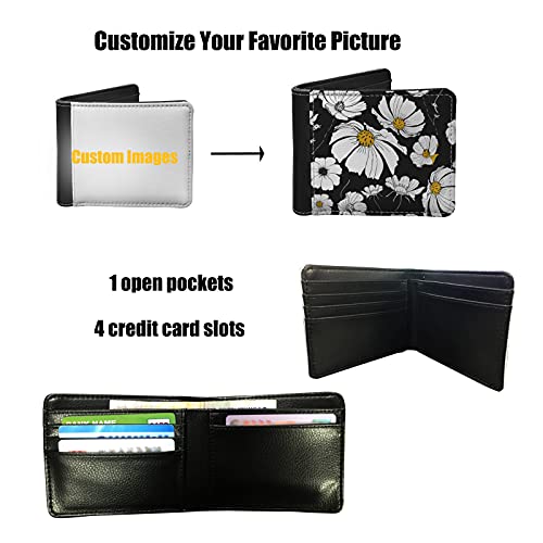 LedBack American Flag Deer Print Men's PU Leather Bifold Wallet Card Case Holder Money Organizers