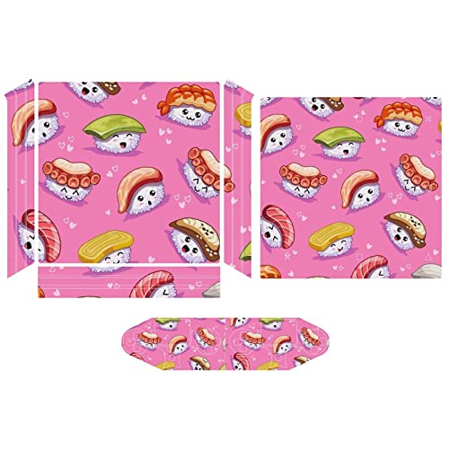 Kawaii Sushi Emotions Sticker for P-S4 Controller Full Protective Skin Cover Design Wrap Decal Sticker Compatible with P-S4 Print