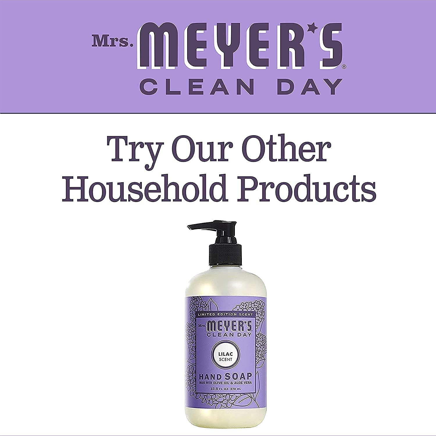 MRS. MEYER'S CLEAN DAY Liquid Hand Soap Bottle, Lilac, 12.5 Fl Oz (Pack of 6)