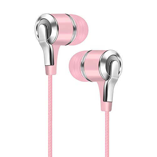 OCUhome H8 Wired Earphone - 1.1M 3.5mm Plug in-Ear Powerful Bass Wire Control Sport Earbuds Gaming Headset for Various Mobile Phone Pink