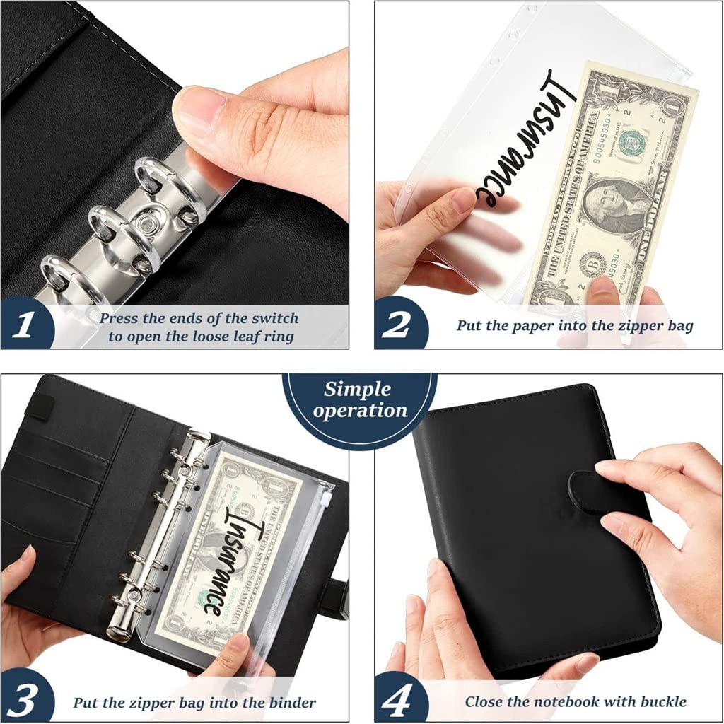 n/a A6 PU Leather Notebook Binder Planner Budget Organizer Cover Personal Planner with 12 Letter Binder Zipper Pocket for Money ( Color : E )