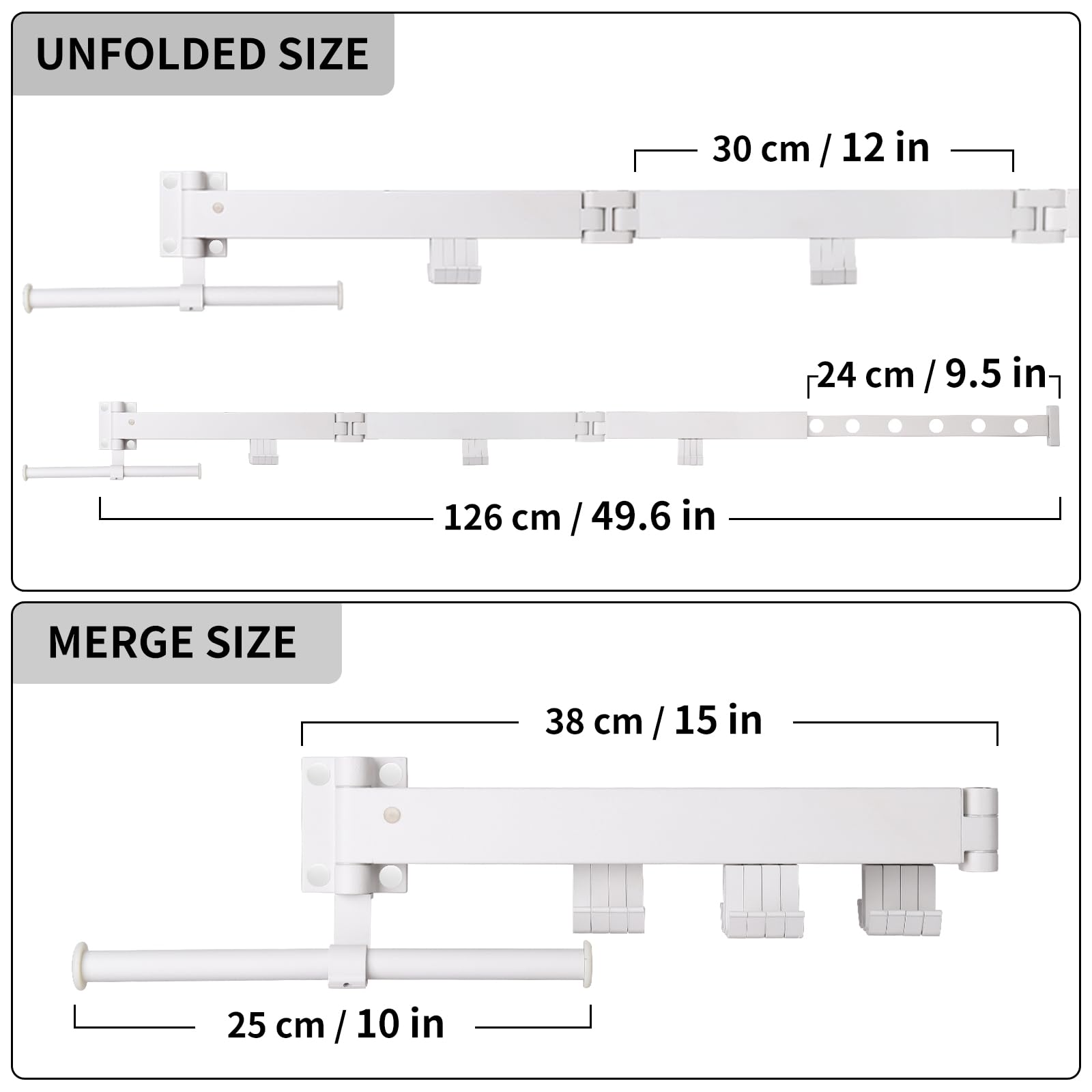RFOUO Wall Mounted Clothes Drying Rack,Drying Rack Clothing Wall Mounted with foldable features(Tri-Fold),Space Saver,Wall Mounted Drying Rack for Laundry Balcony Bathroom (White)