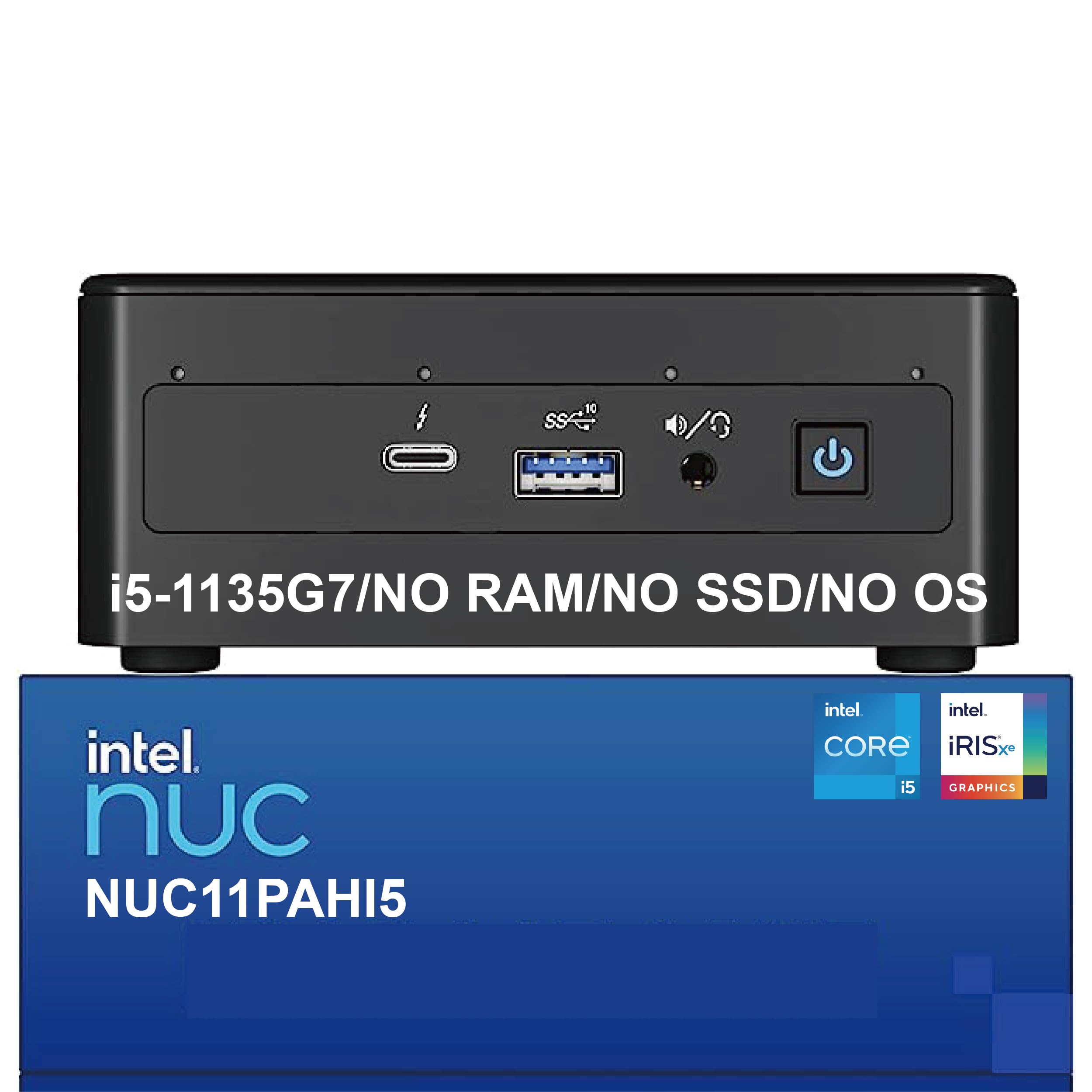 Intel NUC 11 Pro NUC11PAHI5 Panther Canyon Mini PC, Core i5-1135G7, Barebone ( NO RAM, NO SSD, NO OS ), with Intel Original Power AC Cord, Support 4K/WiFi 6/4K Quad Display/Bluetooth 5/Thunderbolt 3