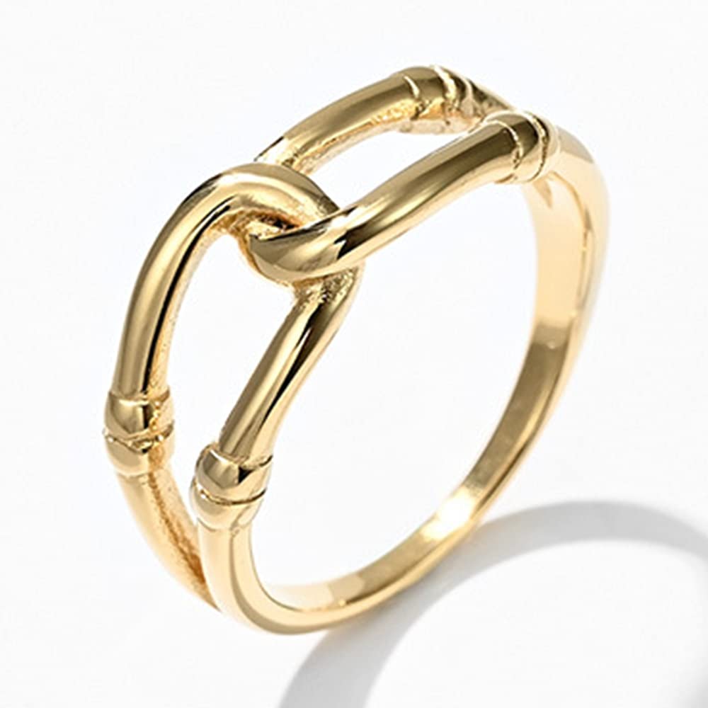 Jude Jewelers Stainless Steel Wave Knotted Chain Infinity Classic Plain Promise Statement Anniversary Ring (Gold, 13)
