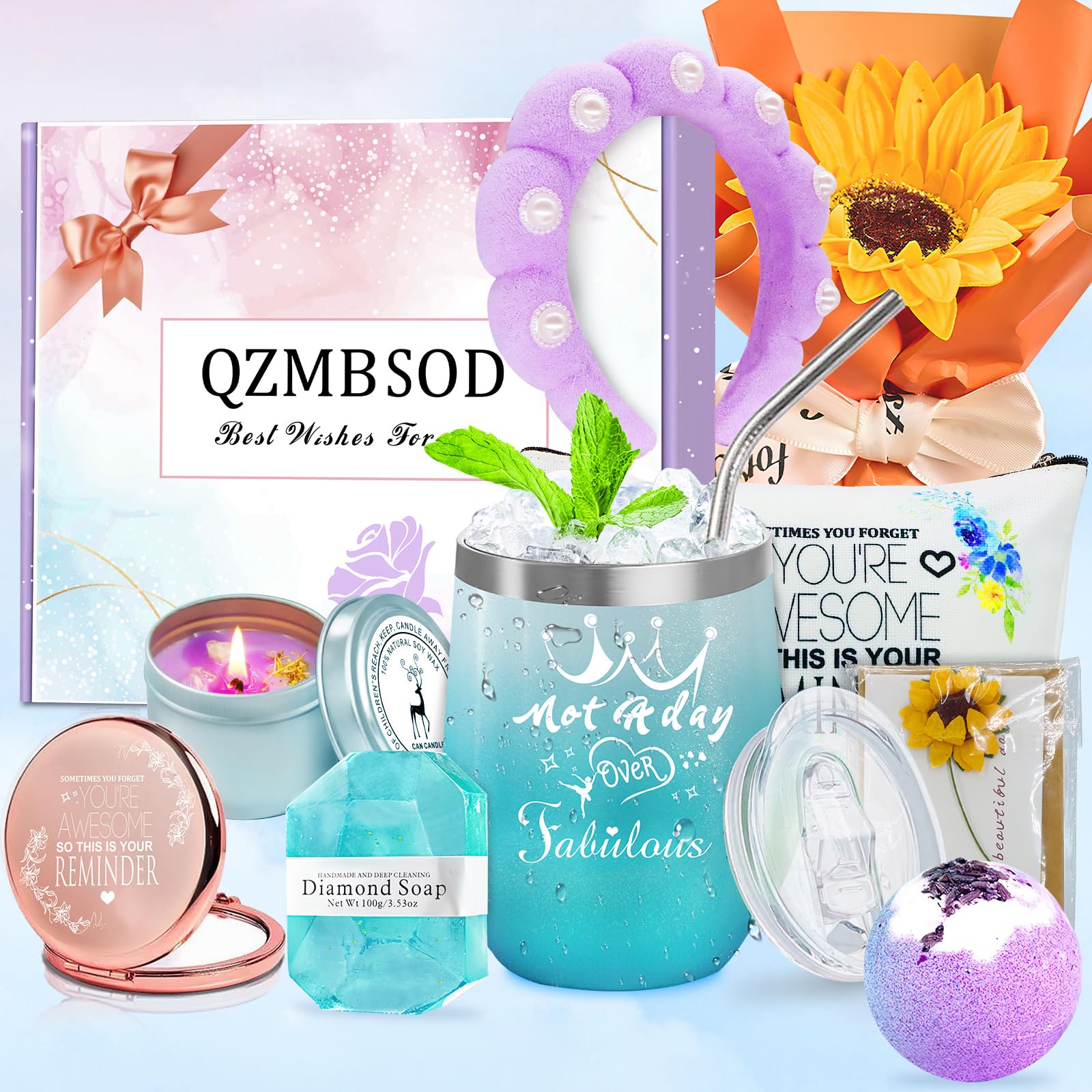 QZMBSOD Gifts for Women, Birthday Gifts for Women Self Care Gift for Women Gift Basket for Women Her,Friends,Mom,Wife Lavender Gift Unique Gift Ideas for Women (10pack Scented Set)
