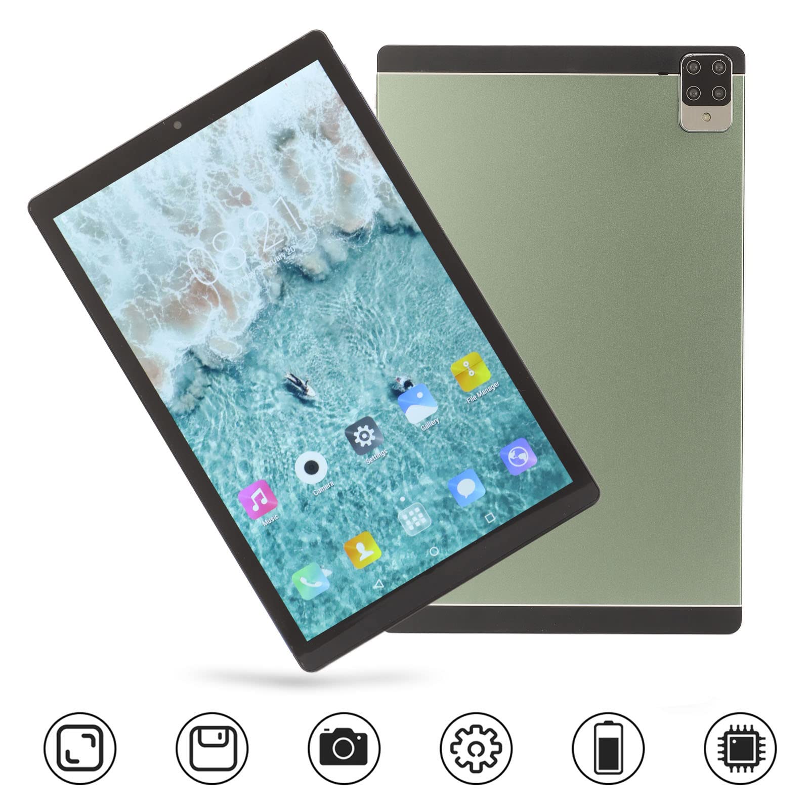 Rosvola Calling Tablet, Front 2MP Rear 5MP Dual Cards Dual Standby 10.1 Inch HD Tablet 100-240V for Amusement for Android 12 (US Plug)