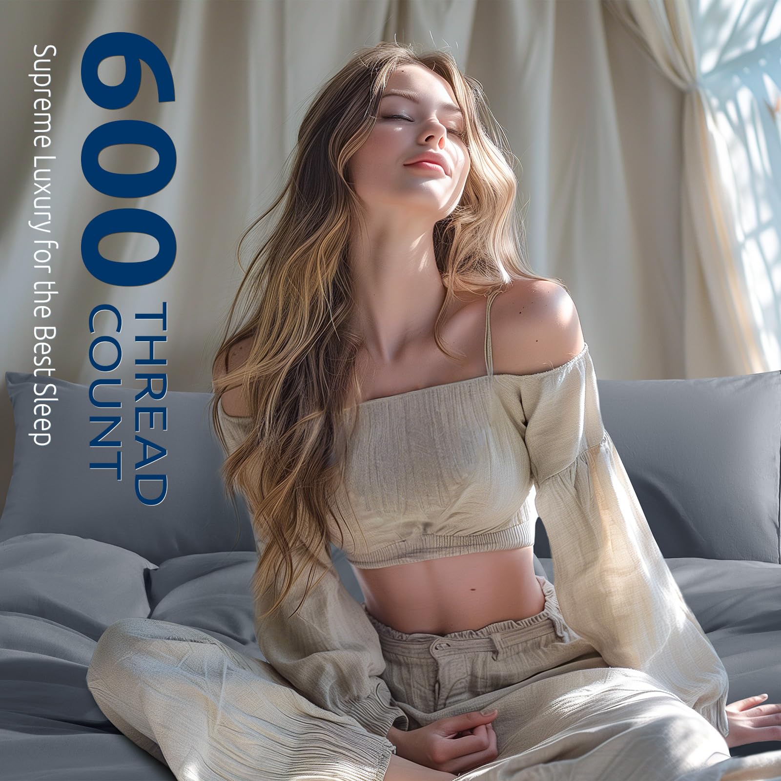 Shilucheng 100% Cotton Queen Size Duvet Covers Set - Luxury 600 Thread Count, Breathable, Cooling Egyptian Cotton Comforter Cover with Zipper Closure, Hotel Bedding Duvet Covers 3pc (White)