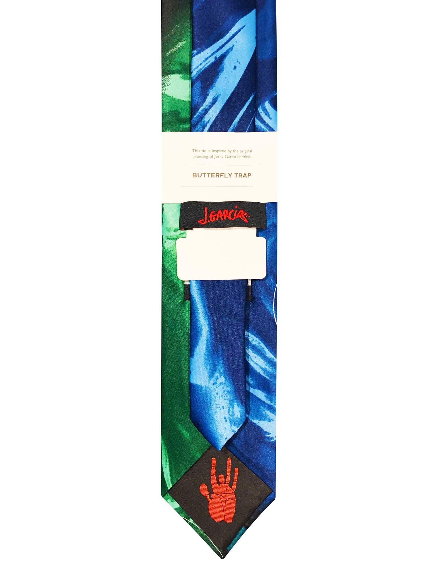 Jerry Garcia Collector's Edition Men's Butterfly Trap Artwork Line Swirls Regular Length Neck Tie - Teal