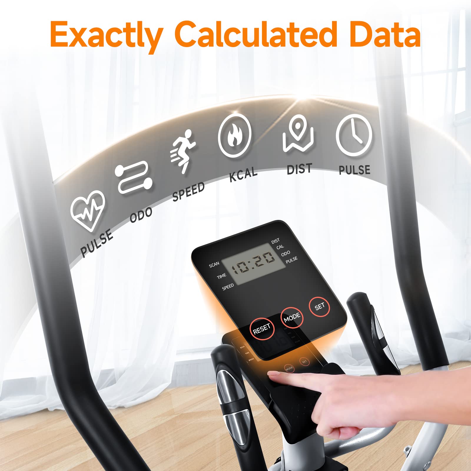 JEEKEE Elliptical Machine, Elliptical Machines for Home Use with 16 Resistance Levels, Hyper-Quiet Magnetic Driving System, Elliptical Exercise Machine with LCD Monitor