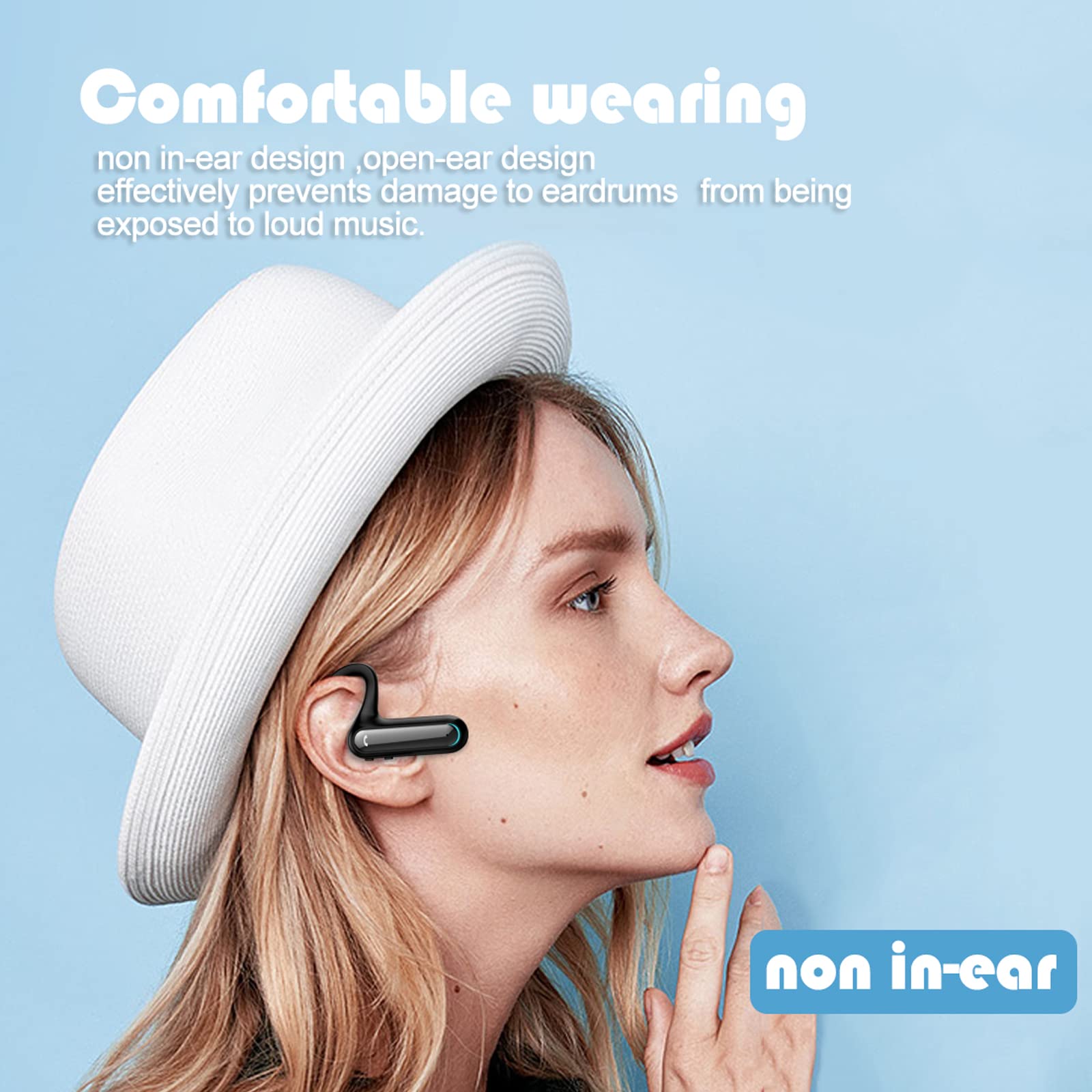 Open Ear Headphones Bluetooth Earpiece 5.2 with Dual Microphone Noice Cancelling Trucker Bluetooth Headset Wireless Single Ear Phone Ear Piece for Cell Phone Office Business Driver No In-ear Earphones