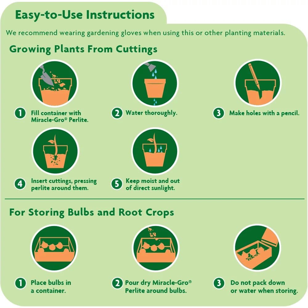 Miracle-Gro Perlite, Enriched with Plant Food, Improves Drainage and Aeration in Potting Mixes, For Container Plants, 8 qt., 3-Pack