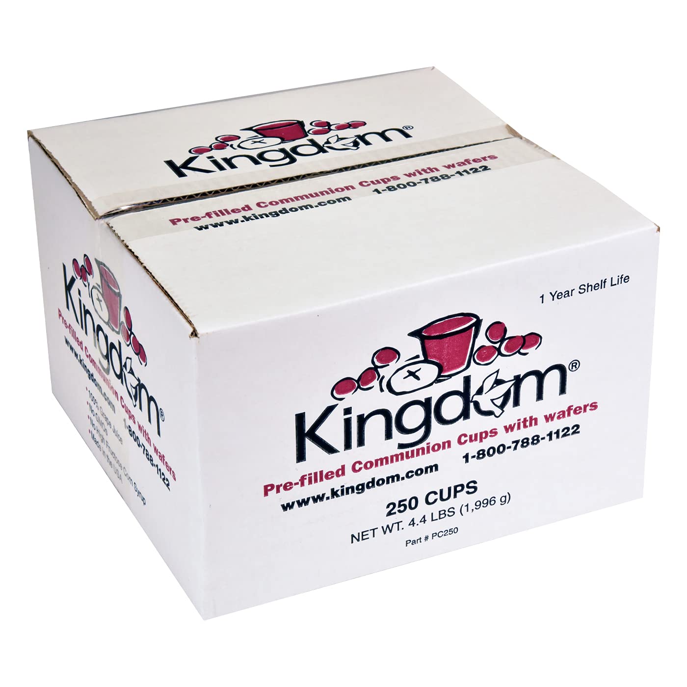 Kingdom Prefilled Communion Cup with Wafers(250ct red juice) Sealed in a Single-Serving Container with One-Year Shelf Life, Perfect for Holy Eucharist Celebration in Hospitals, Summer Camps, and More!