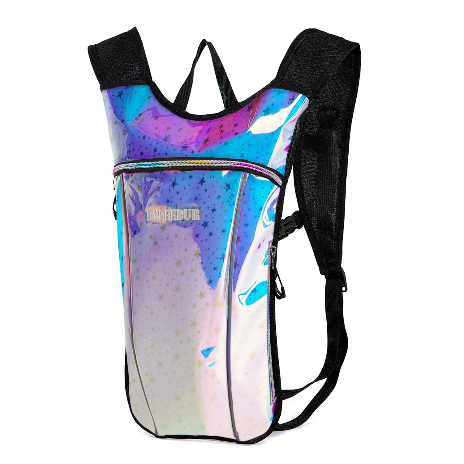 Hydration Backpack with 2L Water Bladder for Men & Women Suitable for Festivals, Raves, Hiking, Biking, Climbing, Running, Outdoors and More (Stars)