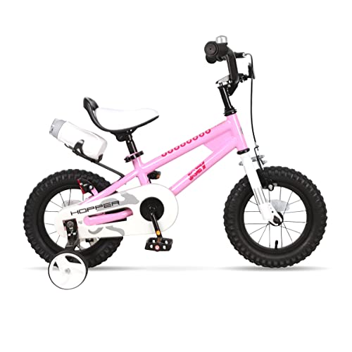Joey Hopper Kids Bicycle with Training Wheels Pink 12 inch with Tire to Tire