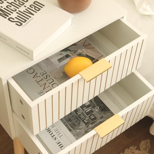 White Nightstand, Modern Bedside Table with 2 Drawers, Wood Side End Table with Storage for Small Space, Bedroom, Living Room, White