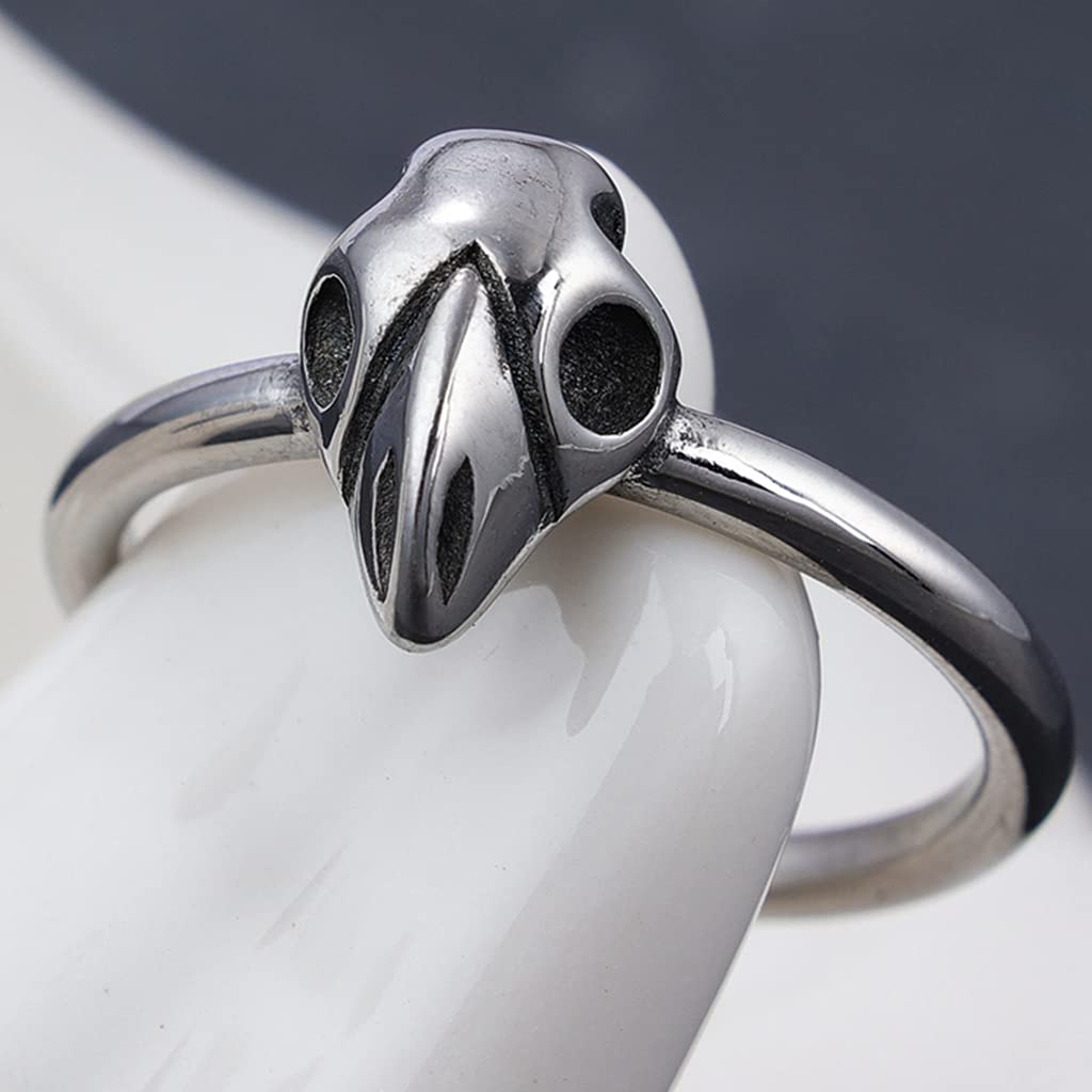 Jude Jewelers Retro Vintage Stainless Steel Crow Raven Bird Style Halloween Biker Ring (Silver, 11)