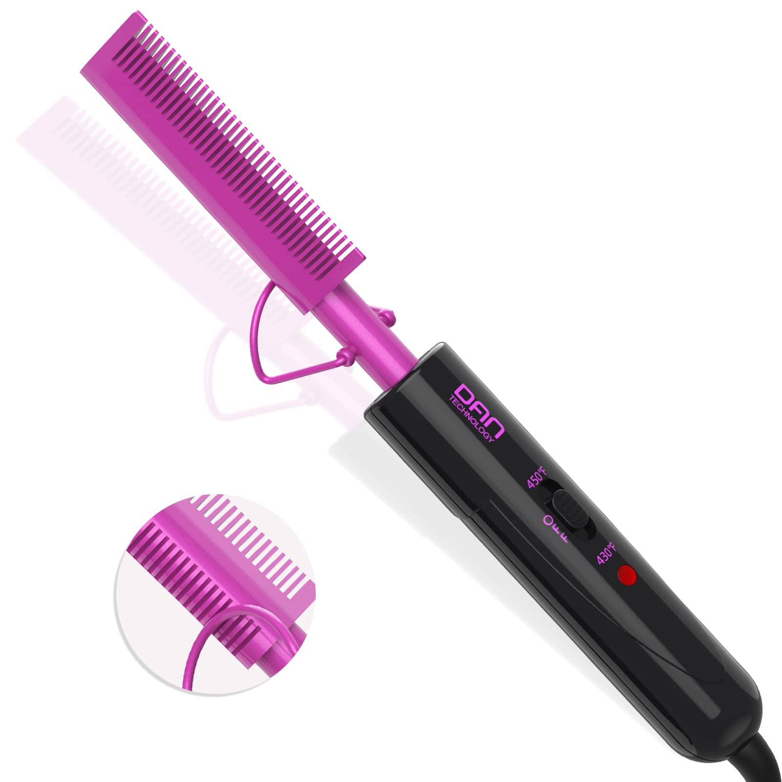 Portable Beard Straightener for Men, 3 in 1 Styling Kit with Bristle Brush and Beard Scissor, Anti-Scald Feature, Negative Ionic Technology, 3 Temperature Settings for Beard & Hair, Gifts for Men