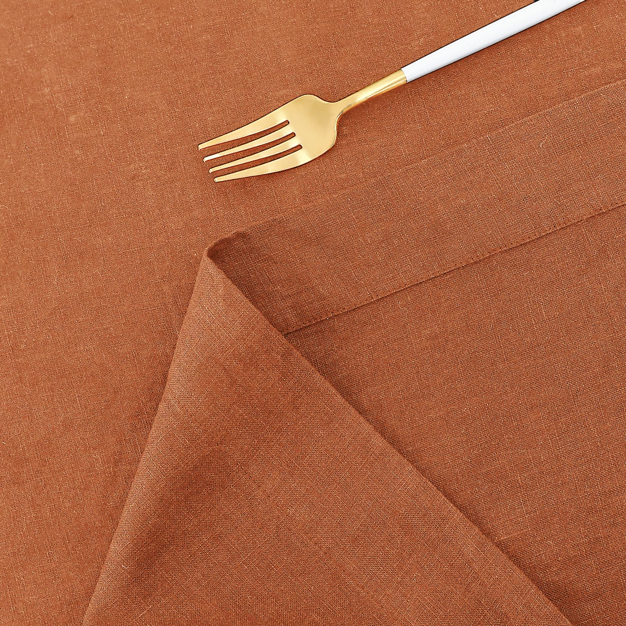 L Linen World Linen Tablecloth 60x90Inch,100% Pure Linen Rustic Tablecloth Rectangular Tablecover,Wedding,Dining,Natural European Flax,Decorative Valentine's Day,Spring,Easter(Rust)