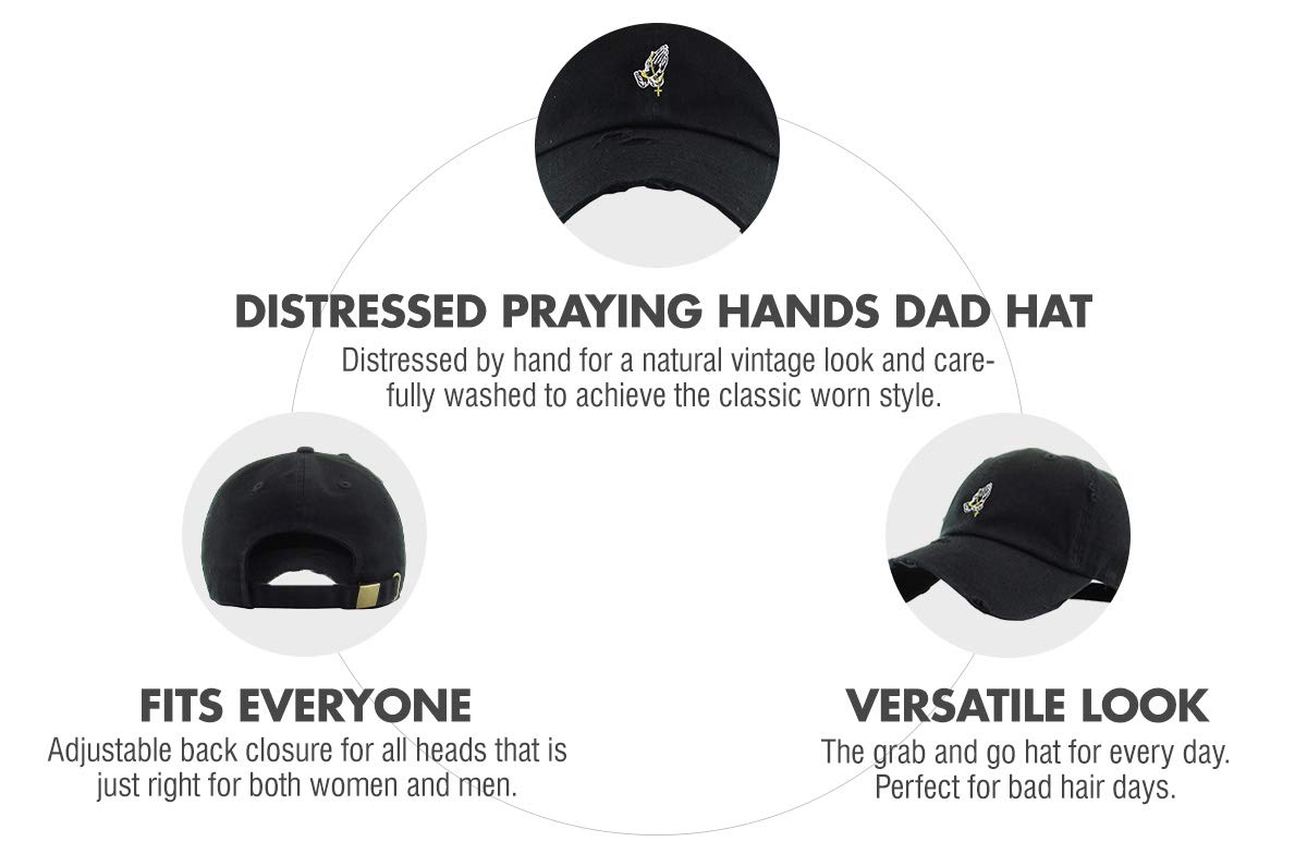 KBSV-3079V BLK Praying Hands Rosary Savage Dad Hat Baseball Cap Unconstructed Polo Style Adjustable Unisex