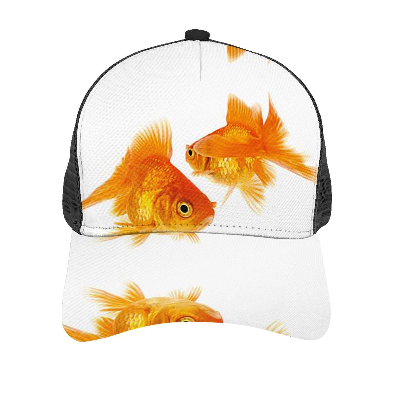 JEKYDOSD Cute Goldfish Print Unisex Baseball Cap,Front Mesh Back Adjustable Snapback Closure Hat- for Men and Women Black